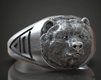Bear Signet Ring - Etsy
