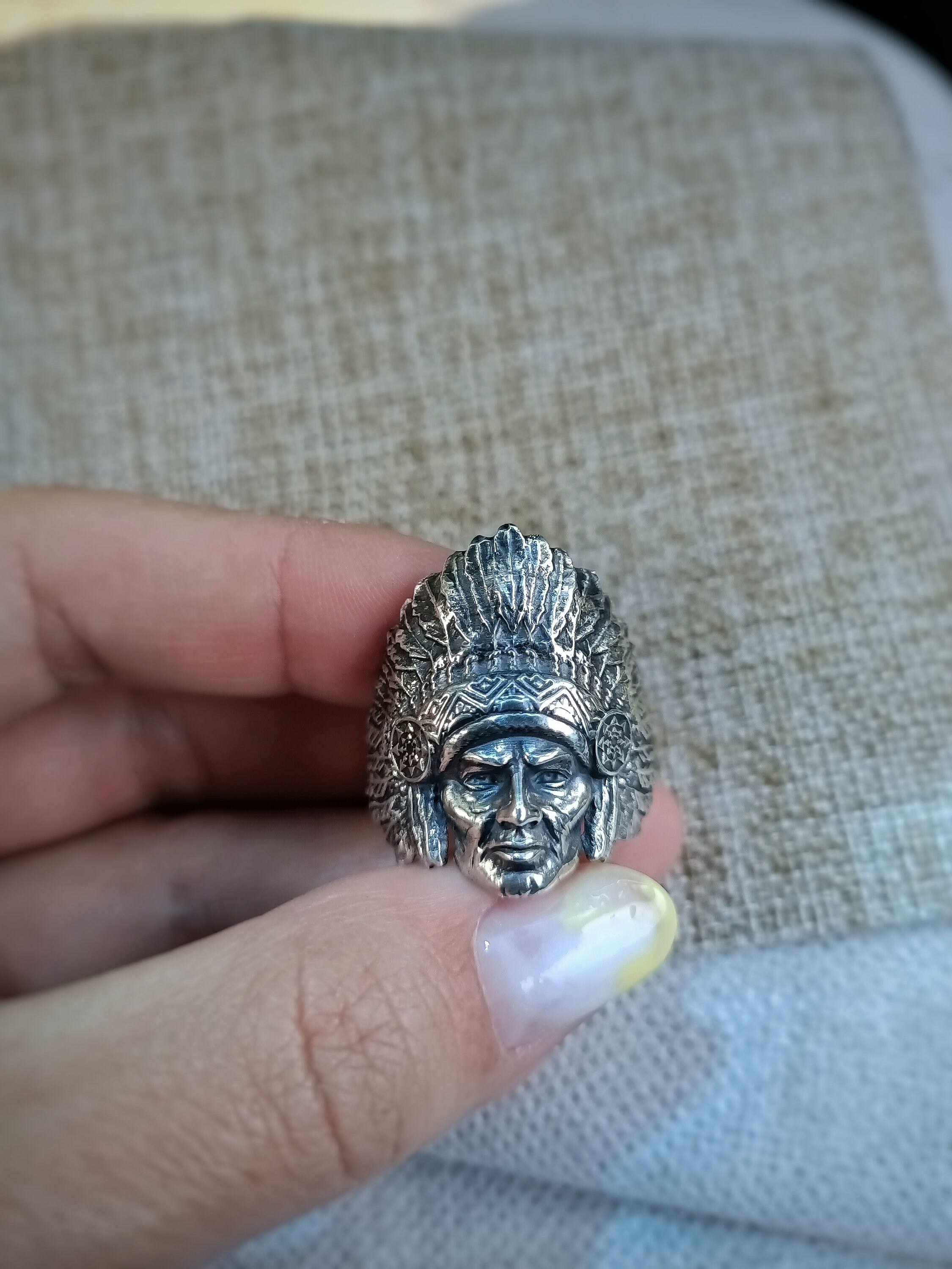 Indian Warrior Biker Ring Fashion Cool Men Ringindian Head - Etsy