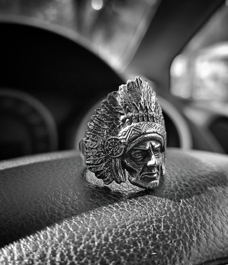 Indian Warrior Biker Ring Fashion Cool Men Ringindian Head - Etsy