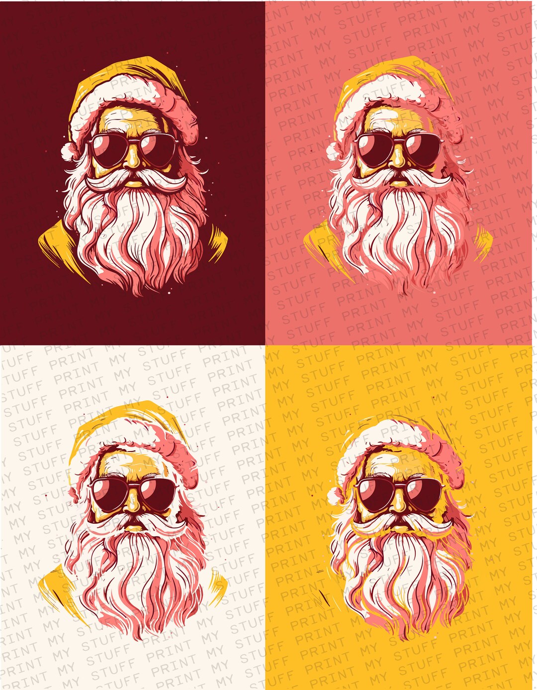 Cool Santa Art Print, Digital Download, Retro, Cool, Christmas Decor ...