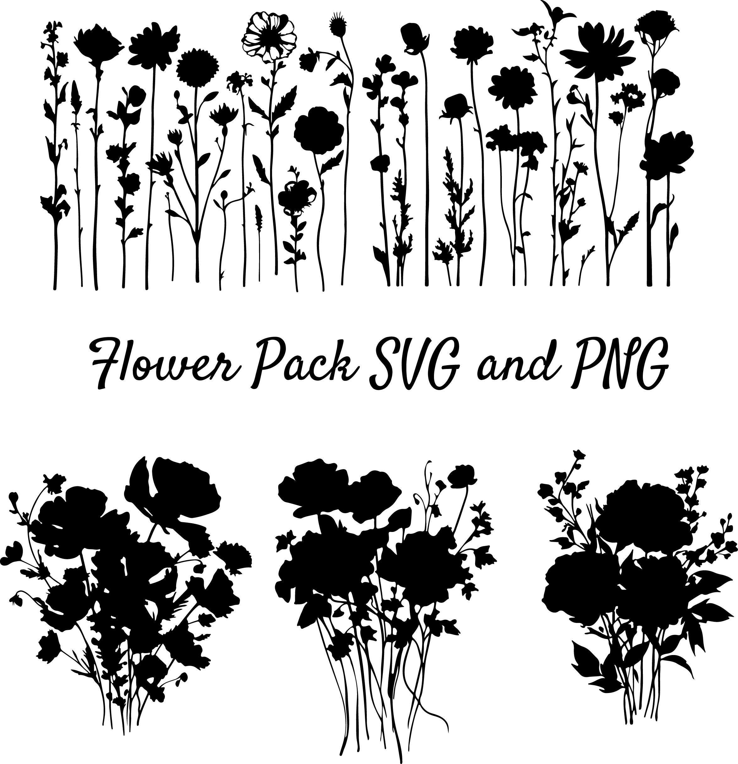 SVG and PNG Pack of Flowers - Etsy