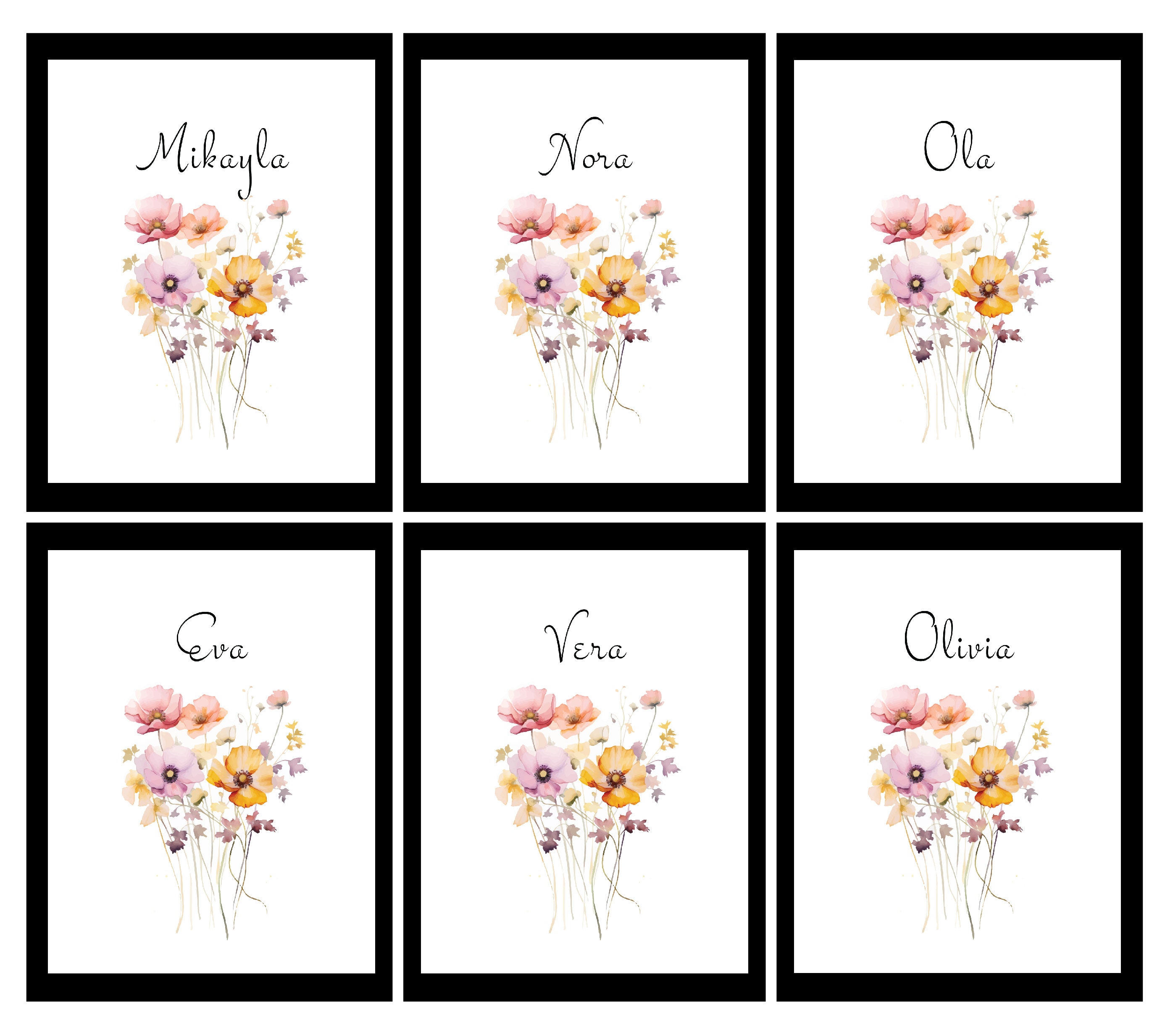 Personalized Name Flower Digital Print - Etsy