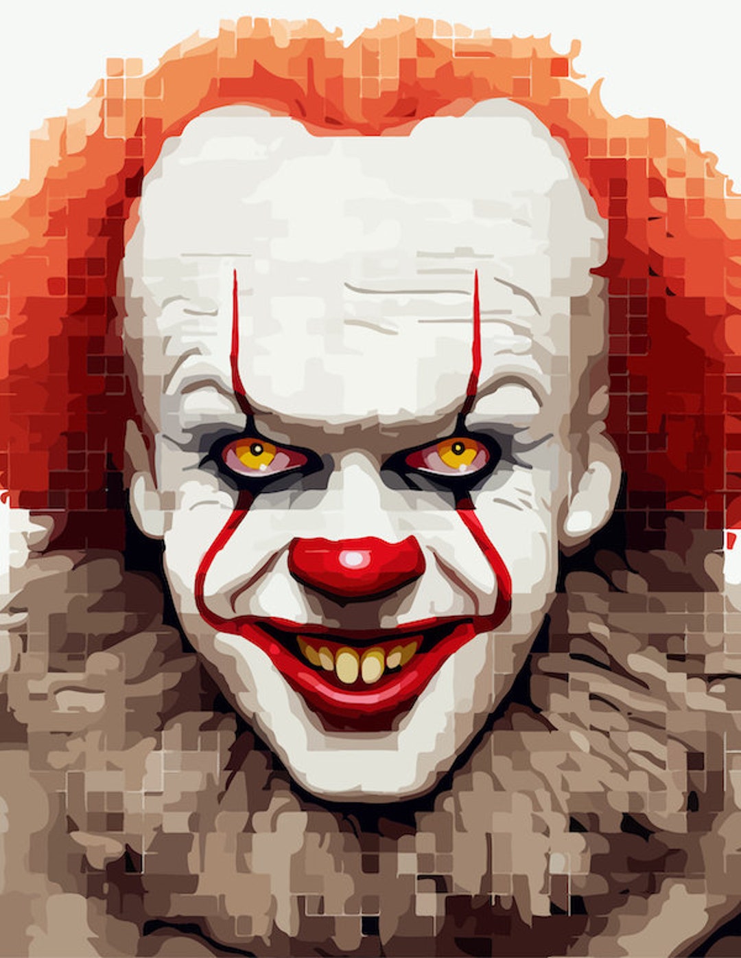 Scary Clown Art Print, Horror Movie Poster, Creepy Halloween Decor ...