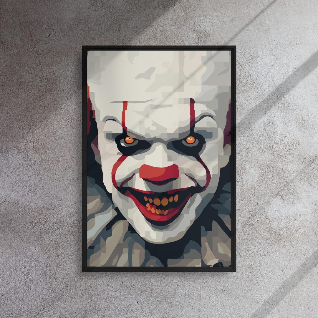 Scary Clown Poster, Horror Movie Wall Art, Creepy Gothic Decor ...