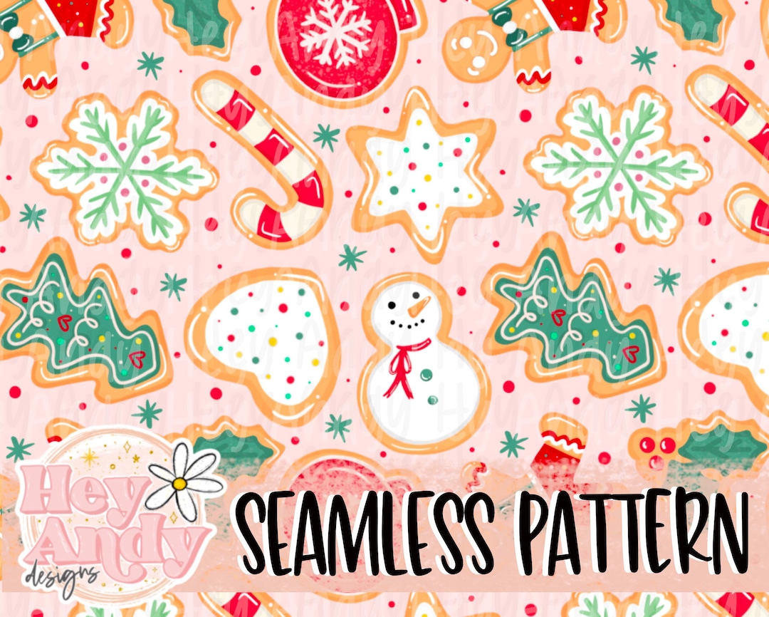 Christmas Cookies Pink Seamless Pattern Digital, Christmas Digital ...