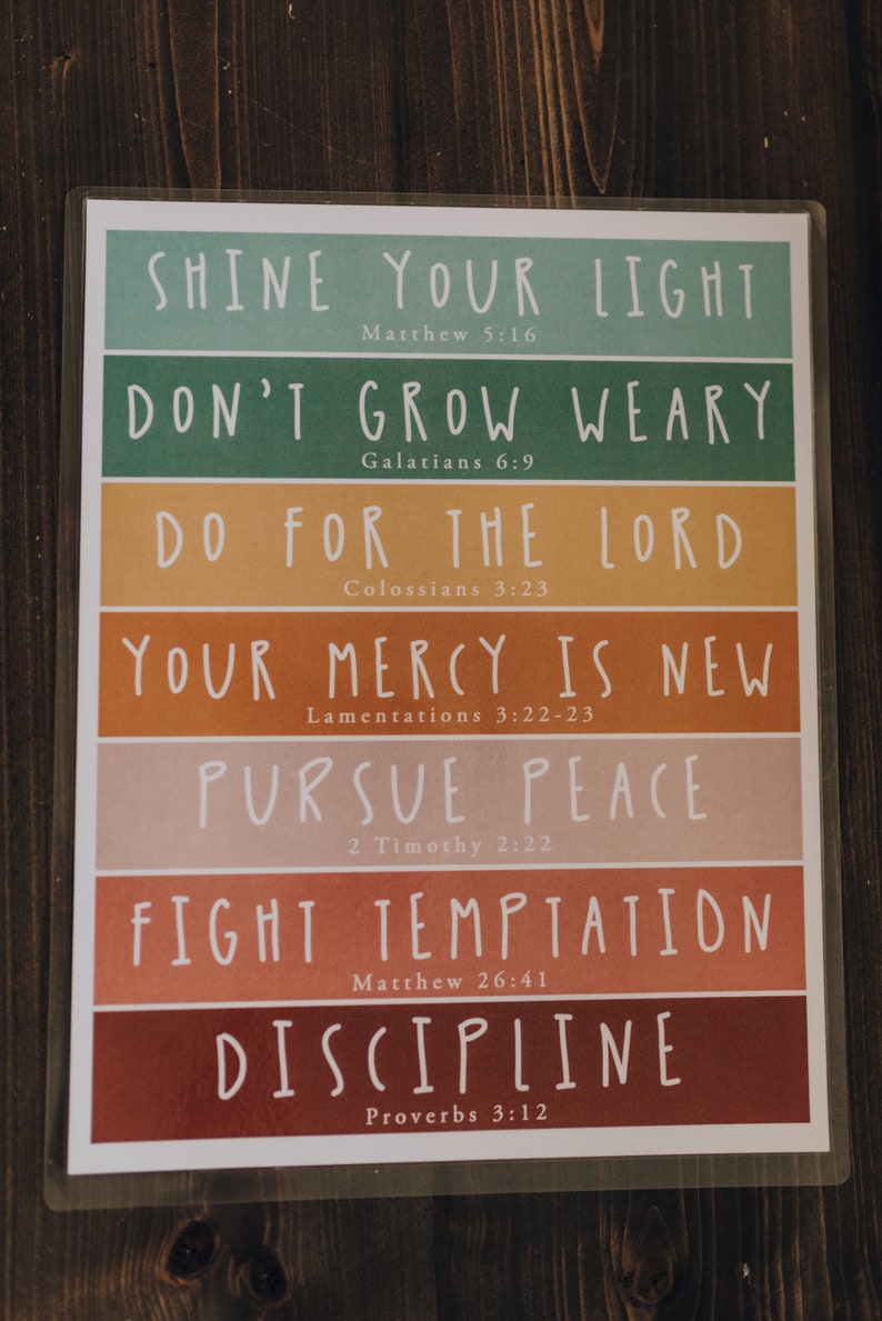 Neutral Colored Behavior Chart Printable, Bible Verse Chart, Digital ...