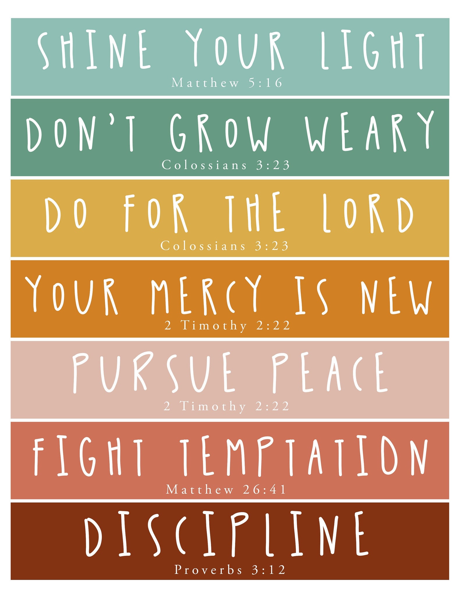 Neutral Colored Behavior Chart Printable, Bible Verse Chart, Digital ...