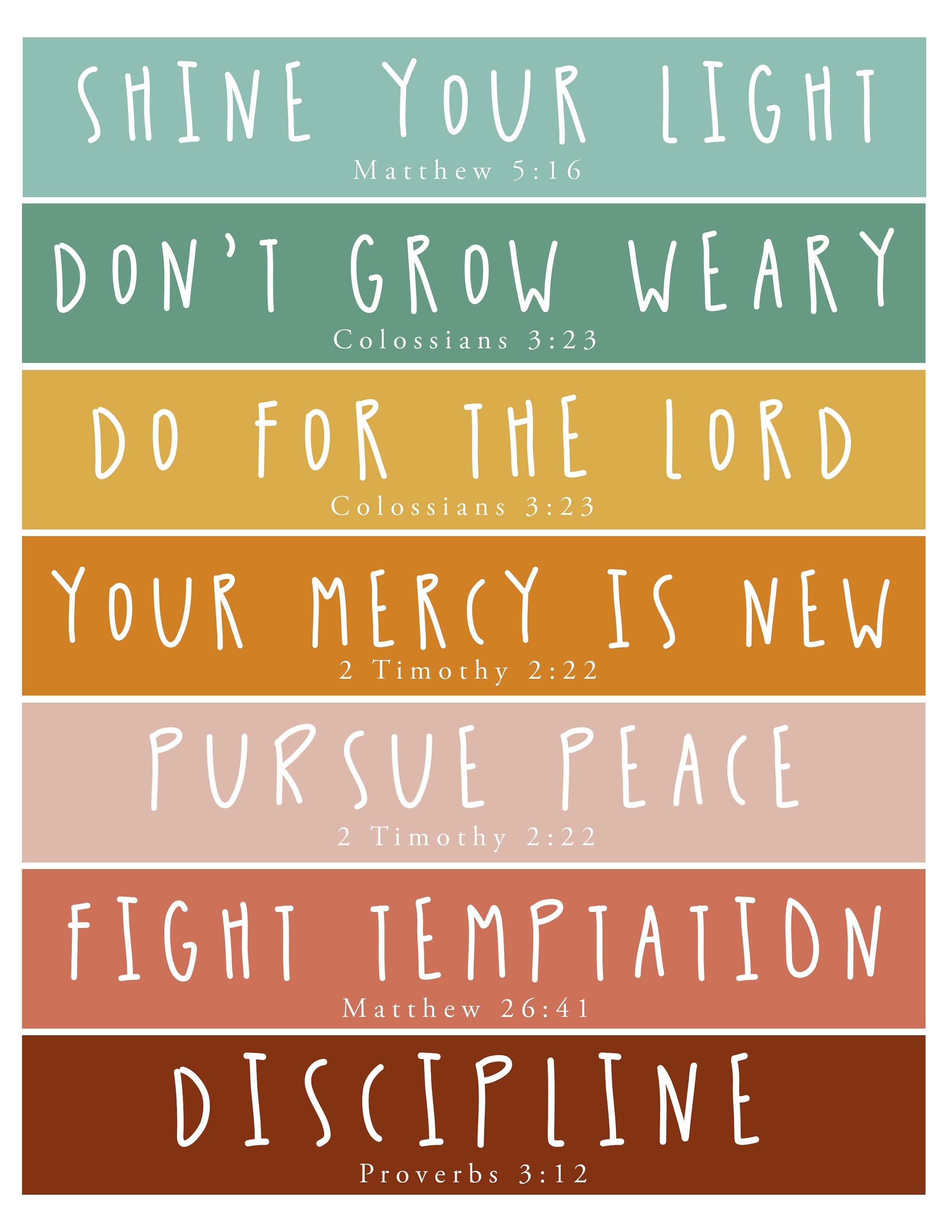 Neutral Colored Behavior Chart Printable, Bible Verse Chart, Digital ...