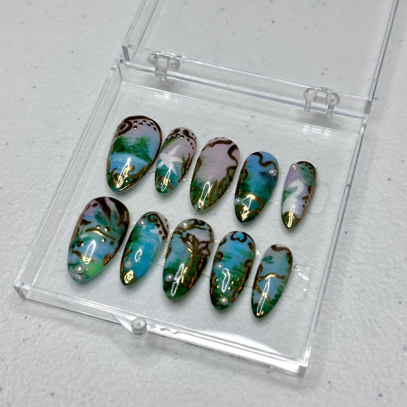 Claude Monet Inspired Press on Nails | Artistic Reusable Nail Set ...