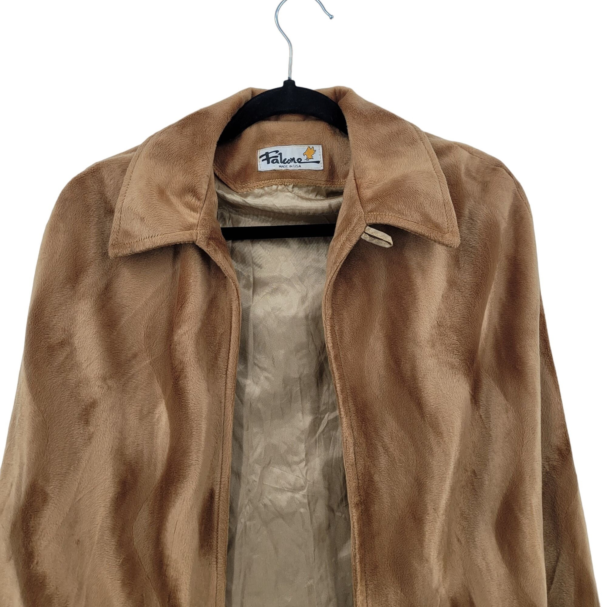Vintage 70s Mens Camel Velveteen Cape Striped Faux Fur Unisex Disco ...