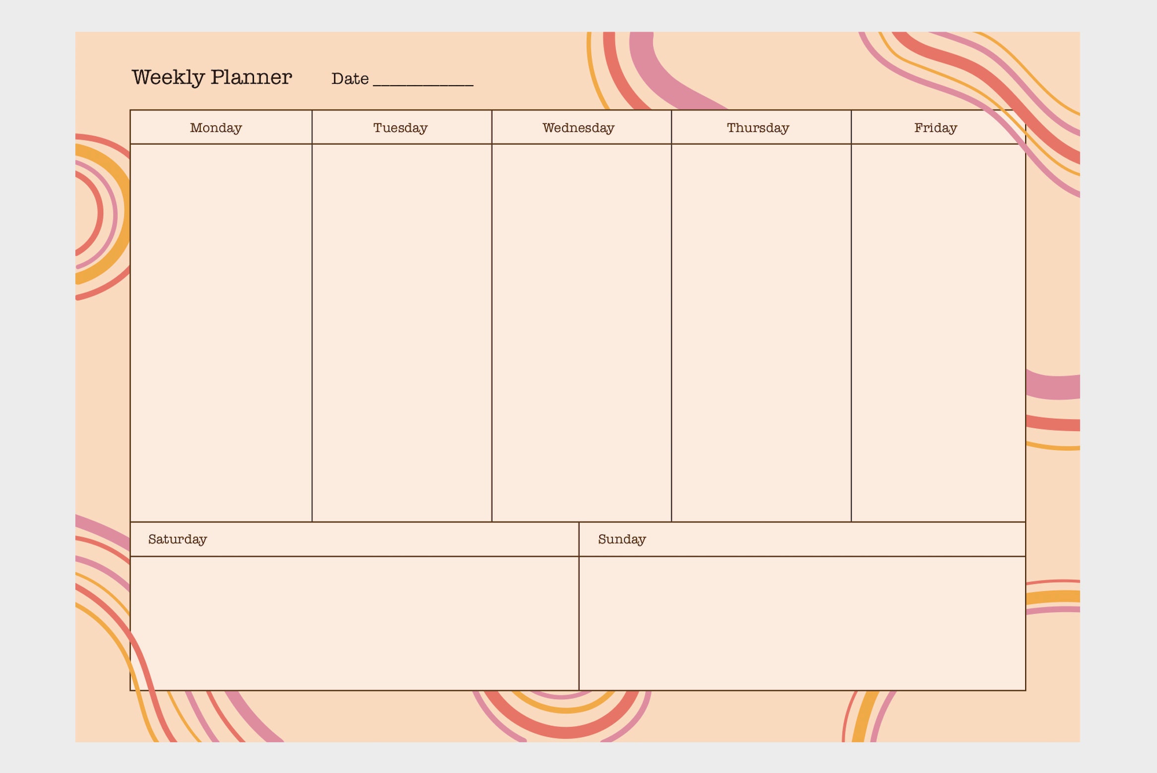 Printable Aesthetic Weekly Planner Printable Aesthetic Weekly Planner