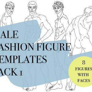 8 Male Fashion Figures Front, Back, Side Printable/downloadable Croquis ...
