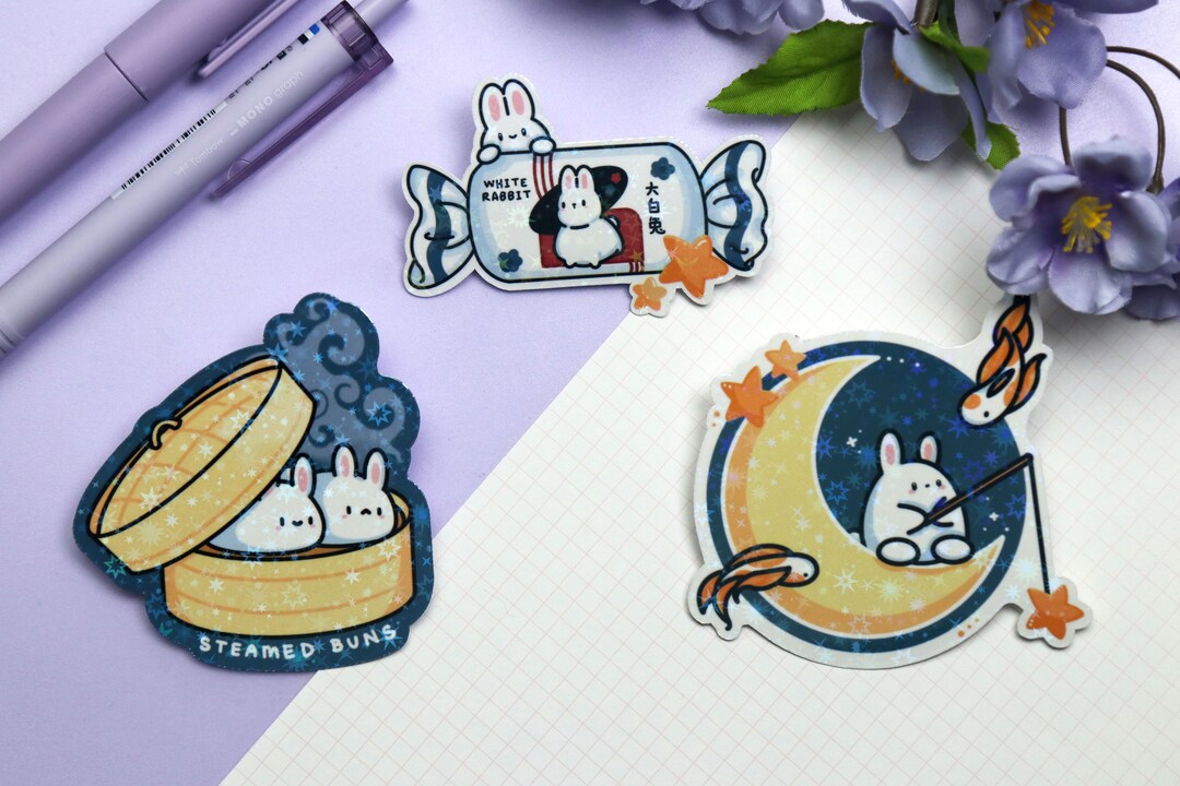 Holographic Bunny Sticker - Year of the Bun - Etsy