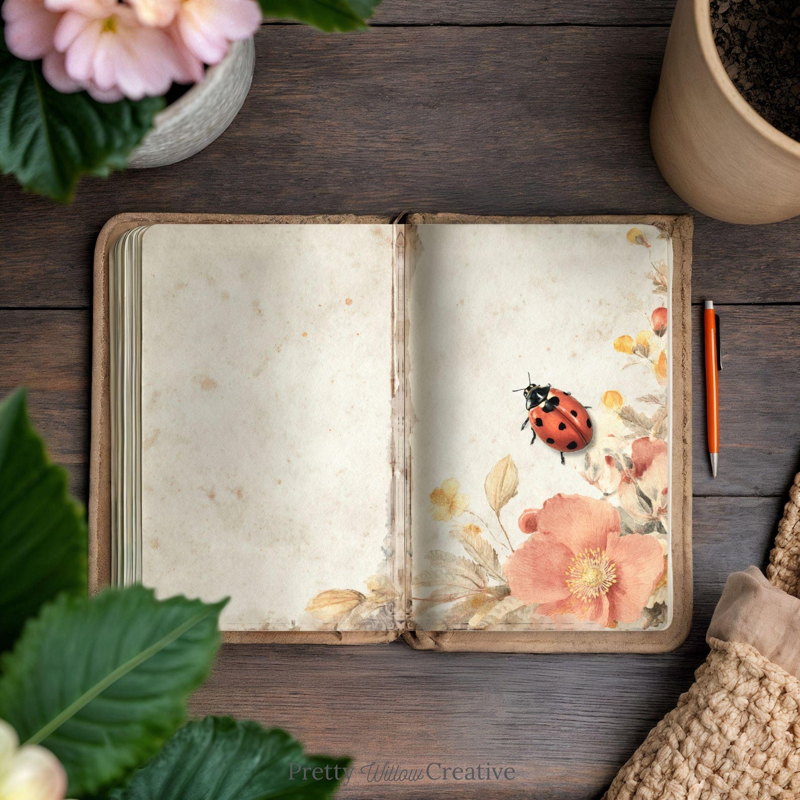 Ladybug Junk Journal Paper Kit| Printable Ephemera Set for Scrapbooking ...