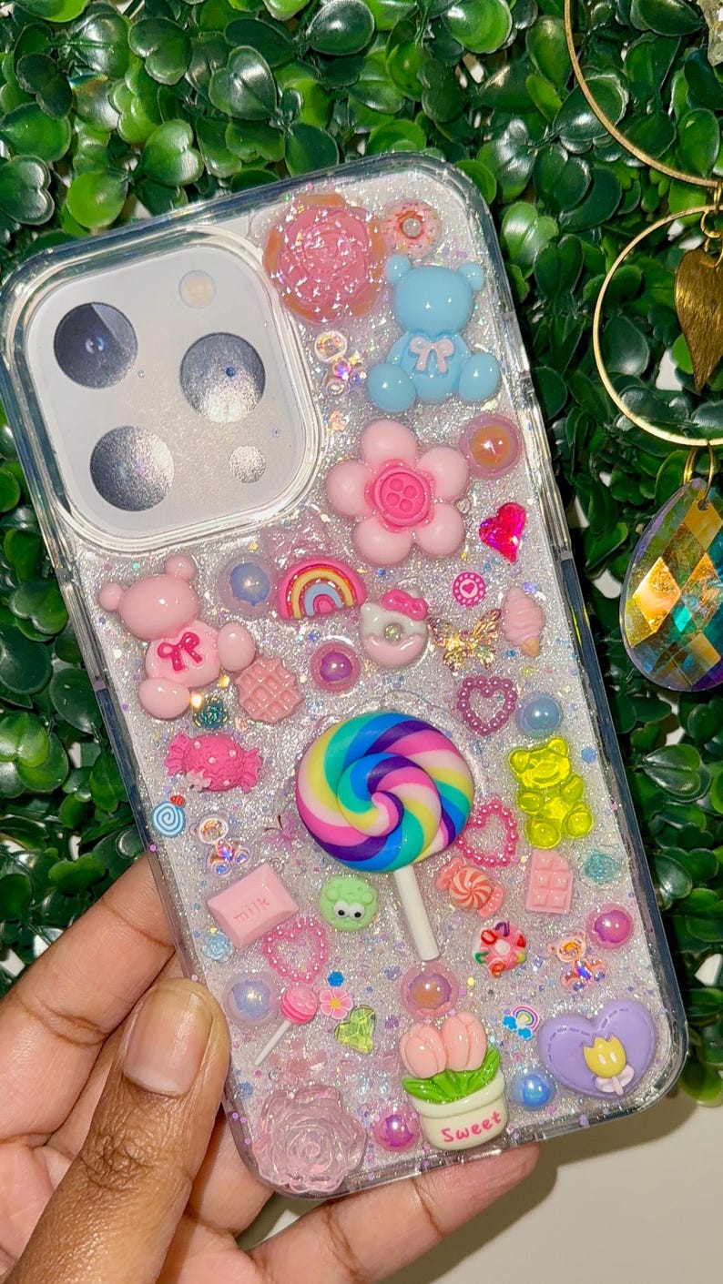Handmade Resin Candy Phone Case: Kawaii Bear Charms - iPhone 14 Pro Max ...