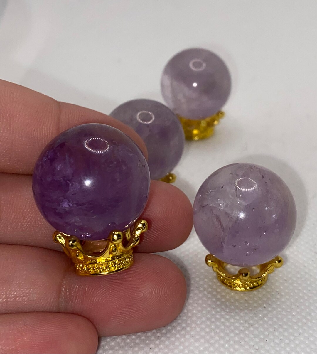 Amethyst Mini Sphere W/ Optional Golden Crown/stand Sphere - Etsy