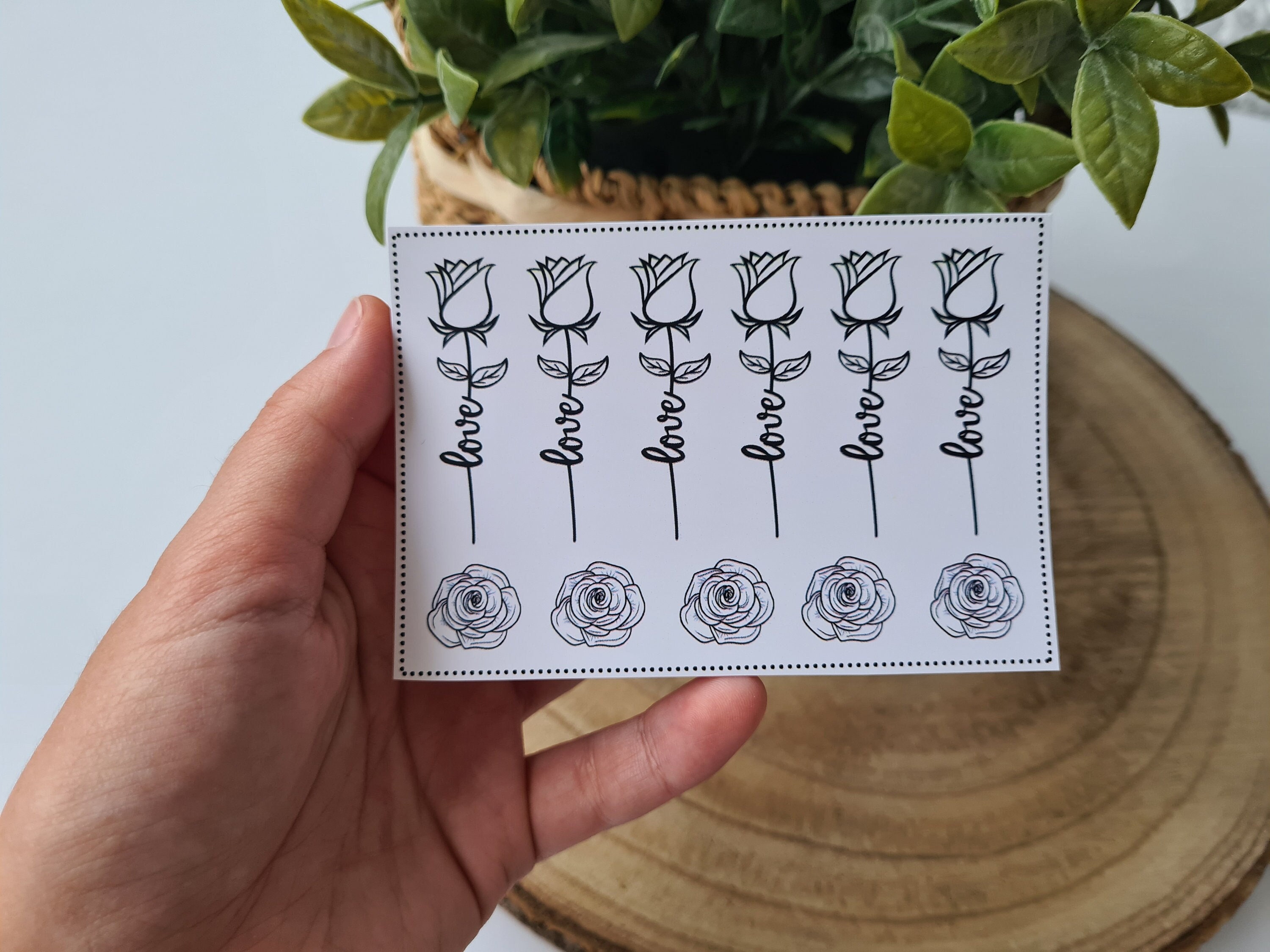 Love Rose Tattoo Sheet Temporary Tattoos Fake Tattoos Rose - Etsy UK