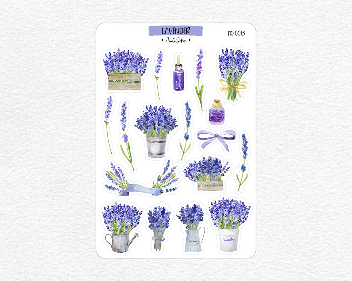Lavander Stickers Sticker Sheet Aesthetic Stickers Flower - Etsy