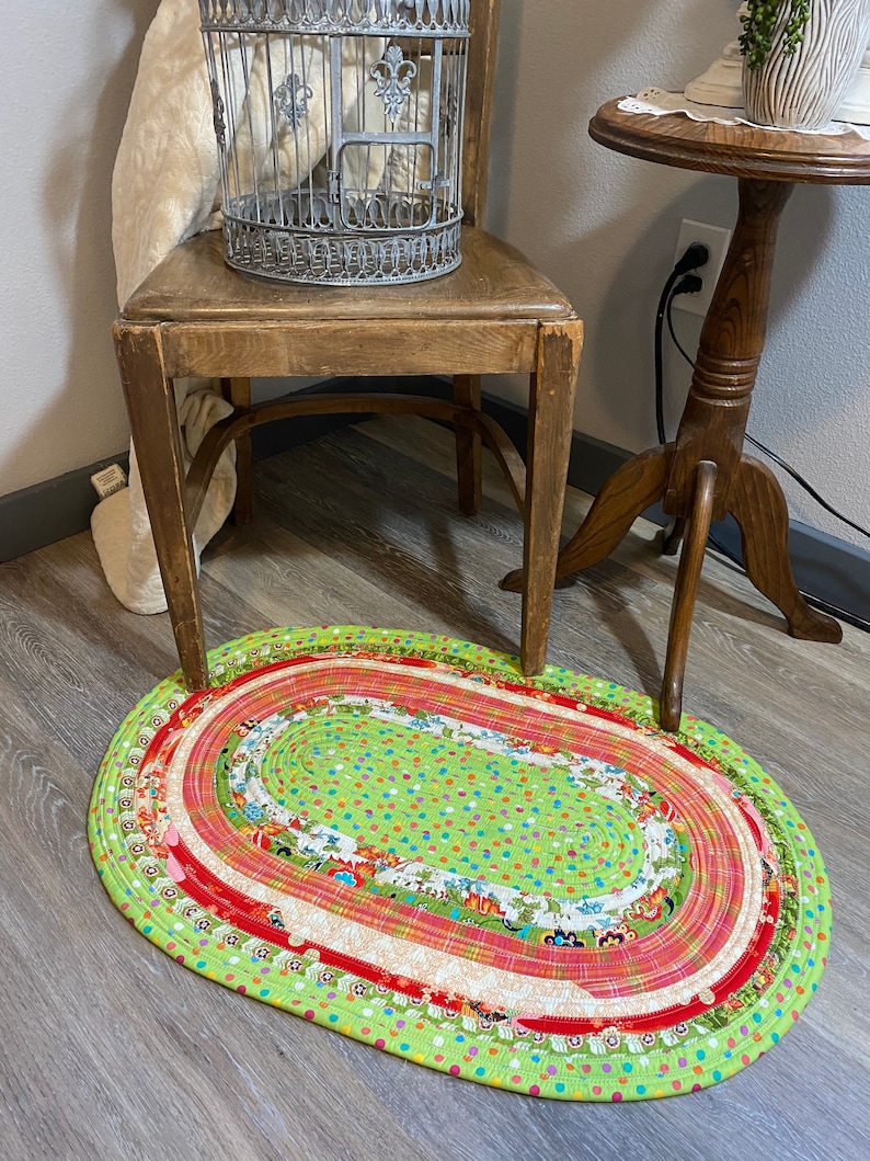 Handmade Scrappy Cotton Jelly Roll Rug. Farmhouse, Rustic, Primitive ...
