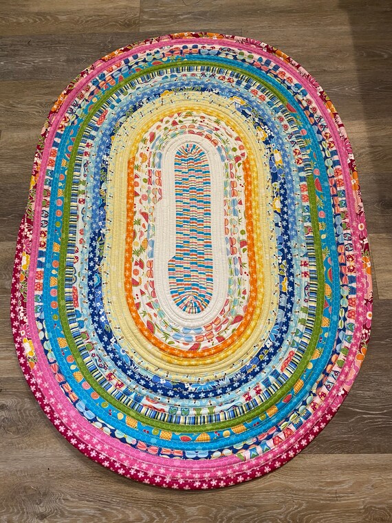 Handmade Scrappy Cotton Jelly Roll Rug Farmhouse Rustic | Etsy