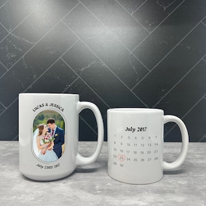 PERSONALIZED CALENDAR MUG Custom Photo and Date Mug 2 Sided Print Mug ...