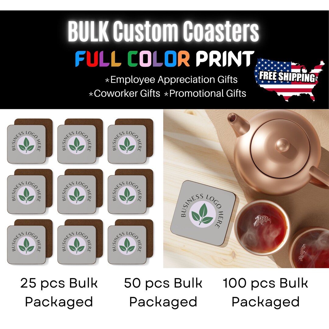 BULK HARDBOARD COASTERS Housewarming Gifts Custom Design Coaster ...