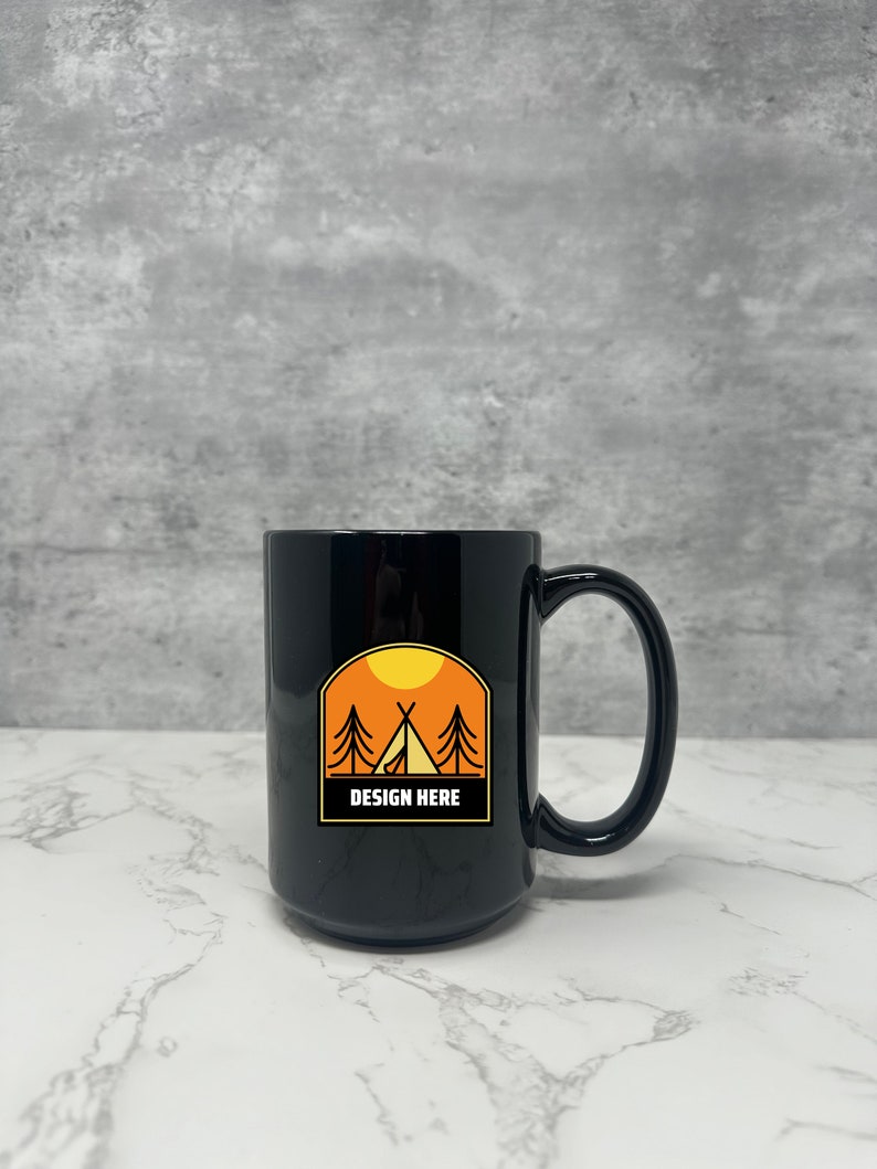 Custom Logo Mug | Personalized Black Ceramic Coffee Cup - Etsy