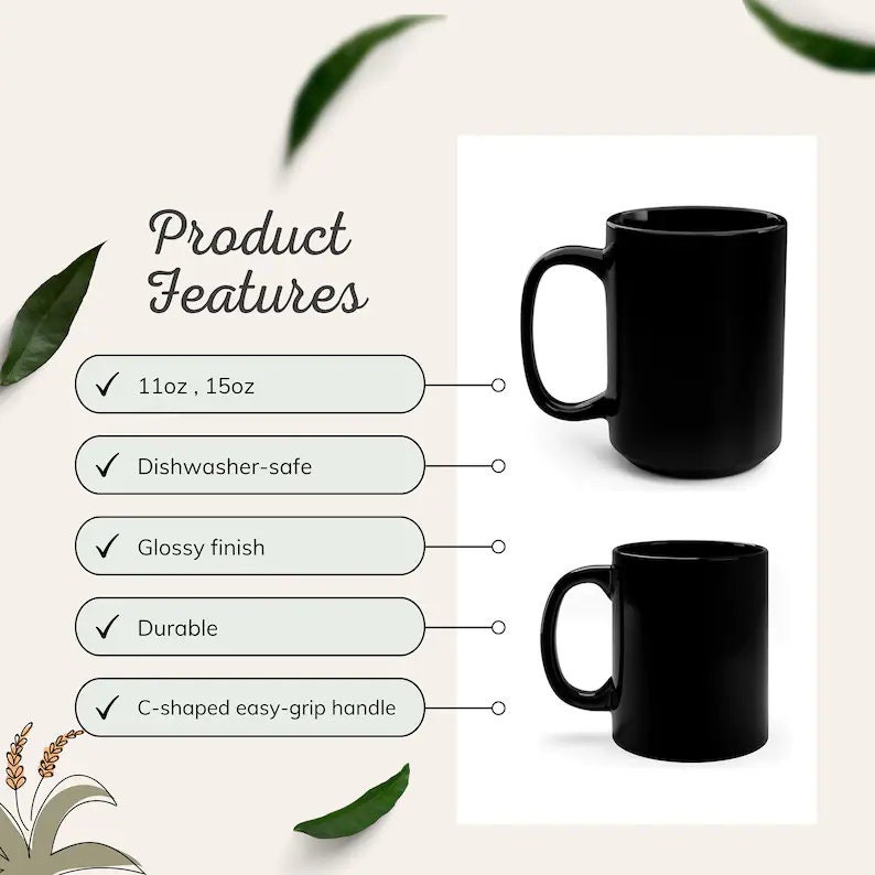 Custom Logo Mug | Personalized Black Ceramic Coffee Cup - Etsy