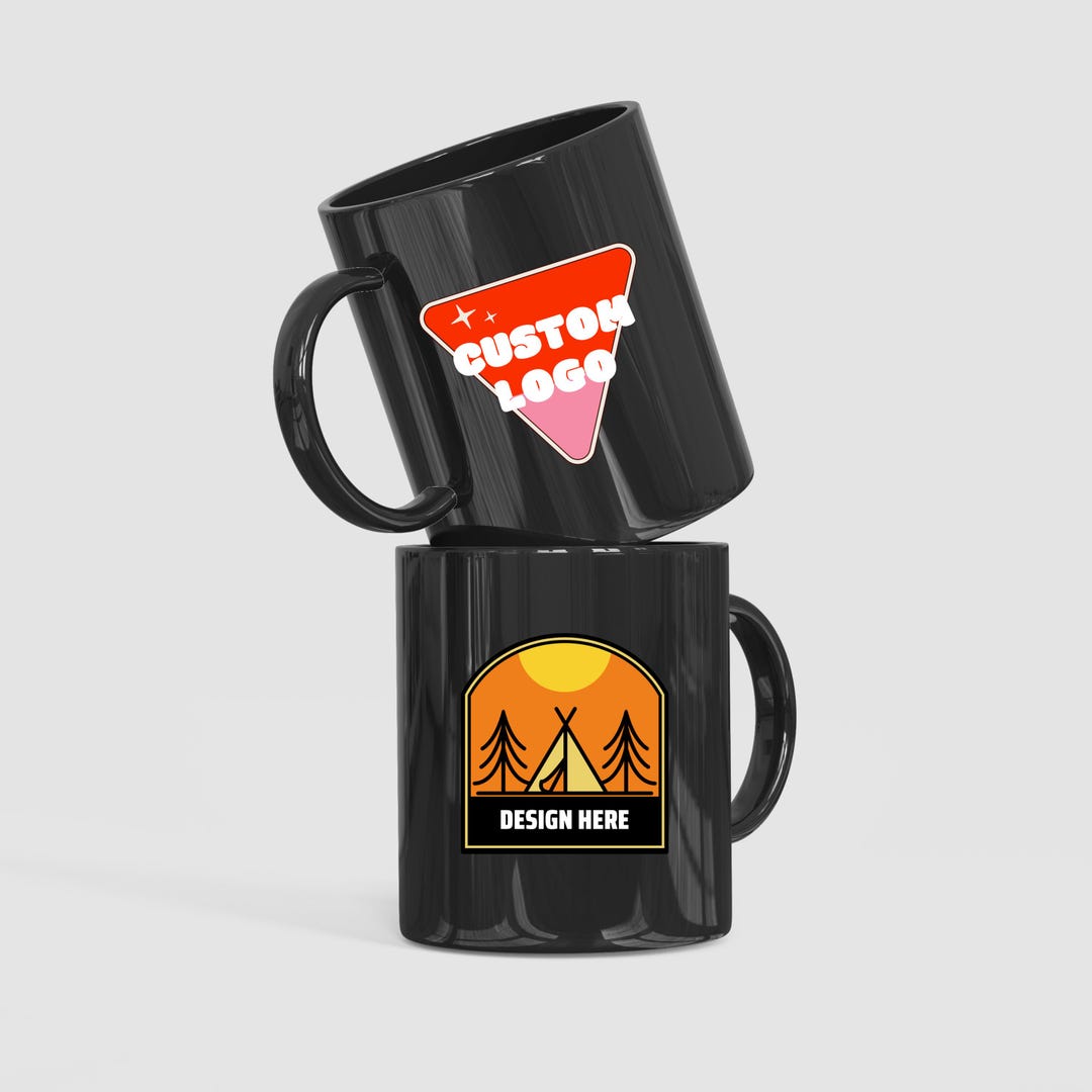 Custom Logo Mug | Personalized Black Ceramic Coffee Cup - Etsy