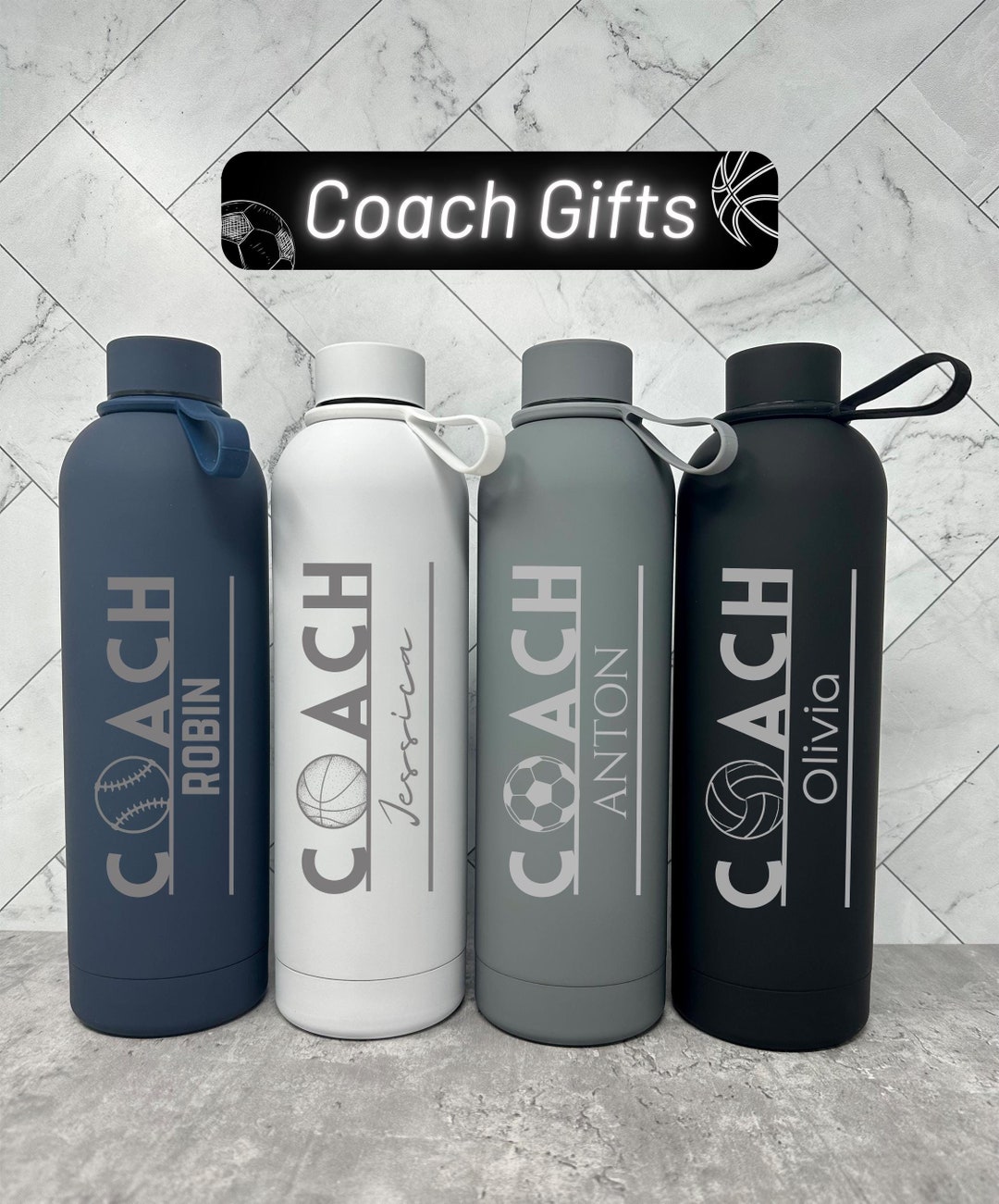 Engraved Coach Water Bottle - 25oz Personalized Christmas Gift for ...