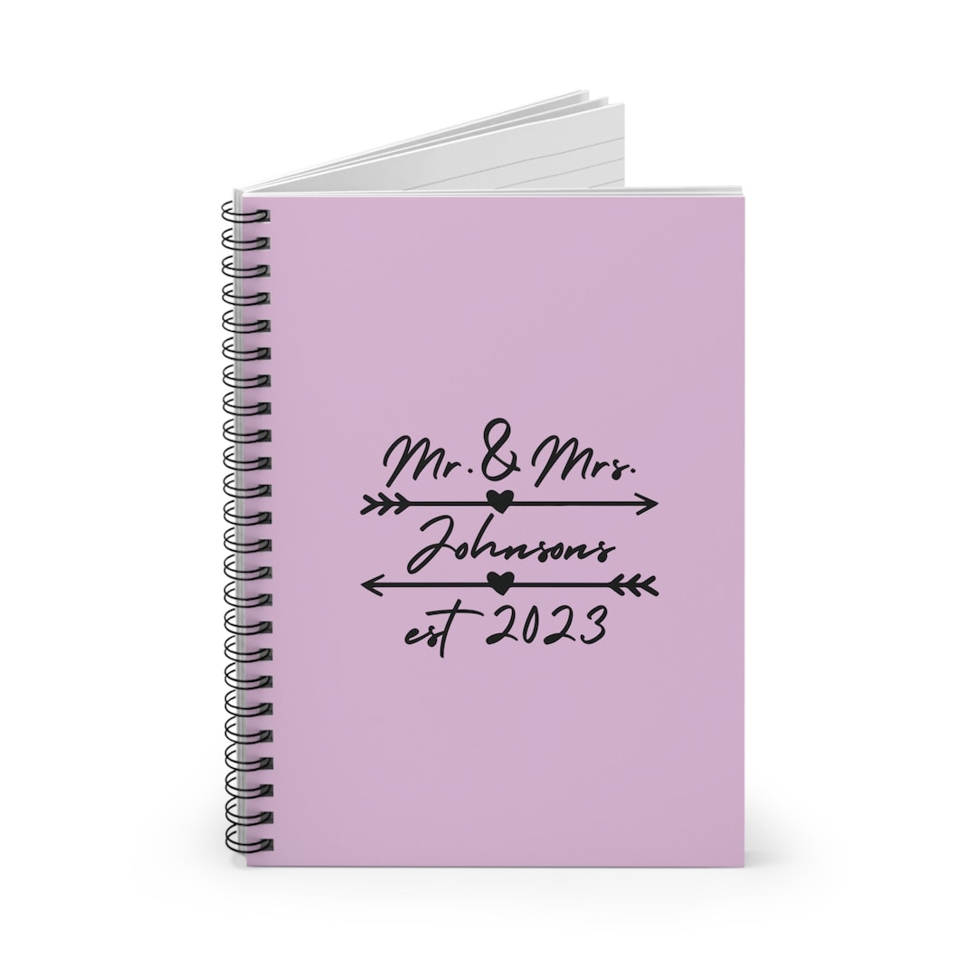 Custom Wedding Spiral Notebook Wedding MRS MR Design Journal Minimalist ...