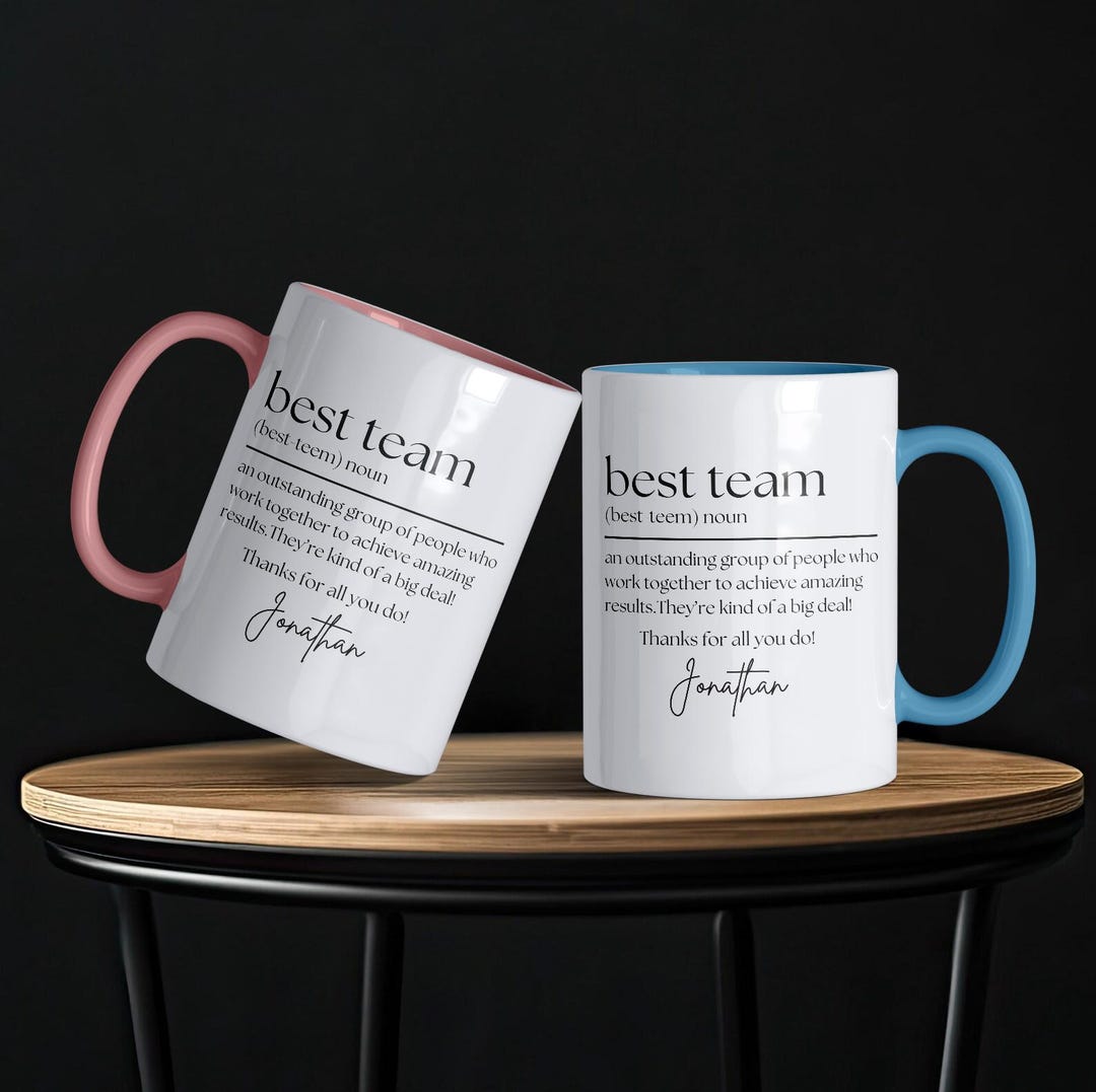 Personalized Best Team Colored Handle Mug | Coworker Gift Office ...