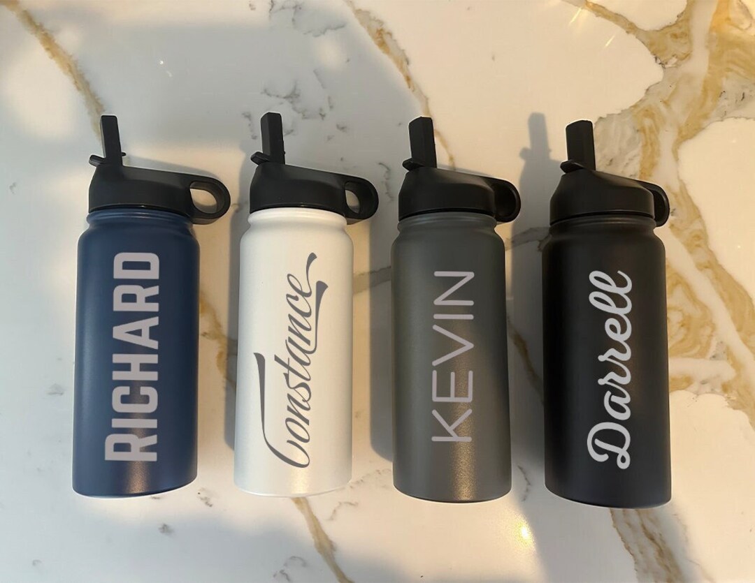 ENGRAVED WATER BOTTLES 16 Oz Powder Coating Finish Custom Name Bottles ...