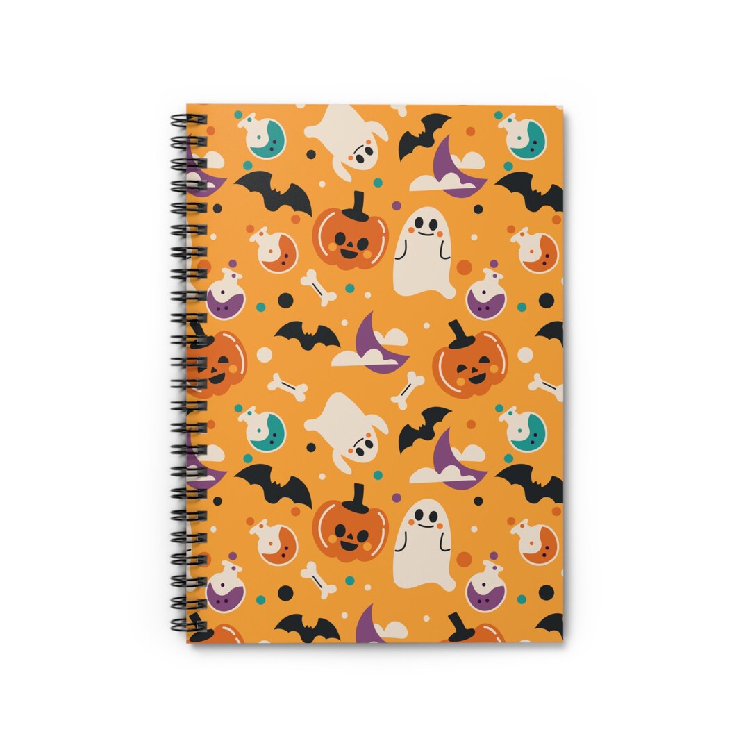 Ghosts Pumpkin Artwork Halloween Spiral Journal | Halloween Notebook ...