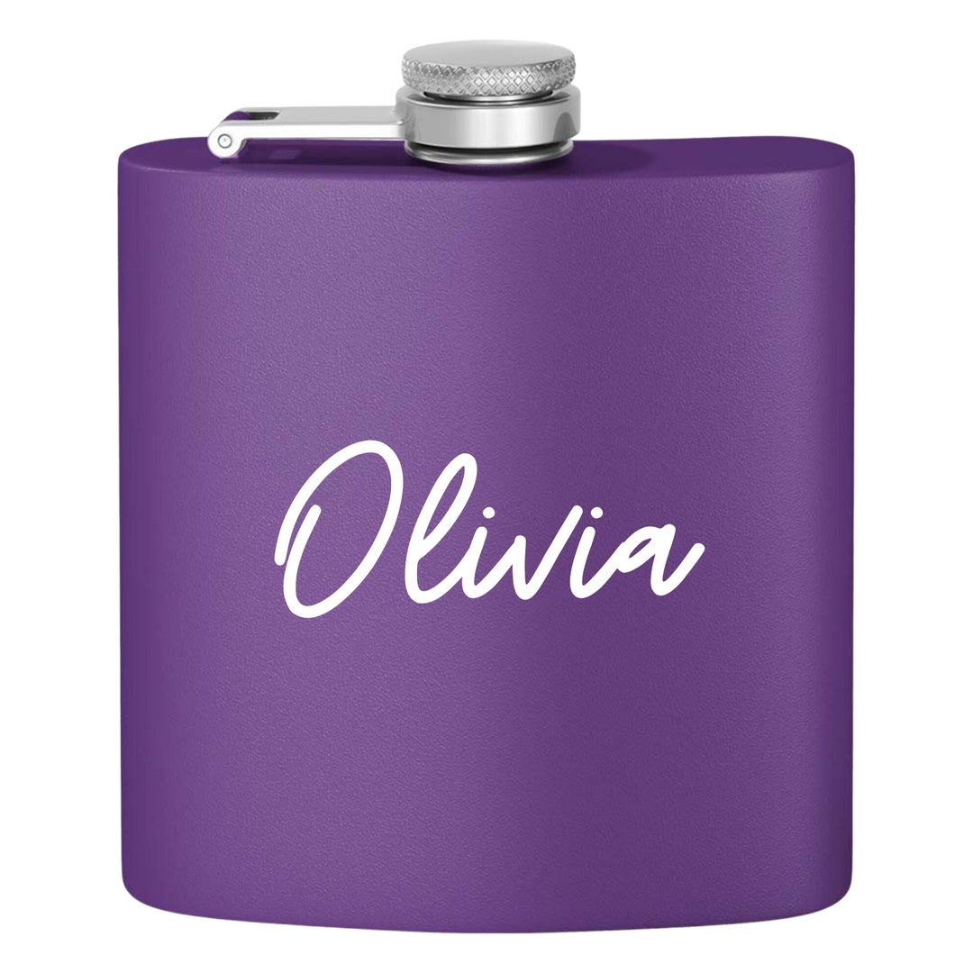 PERSONALIZED NAME Stainless Steel FLASK 6oz | Custom Design Coffee ...