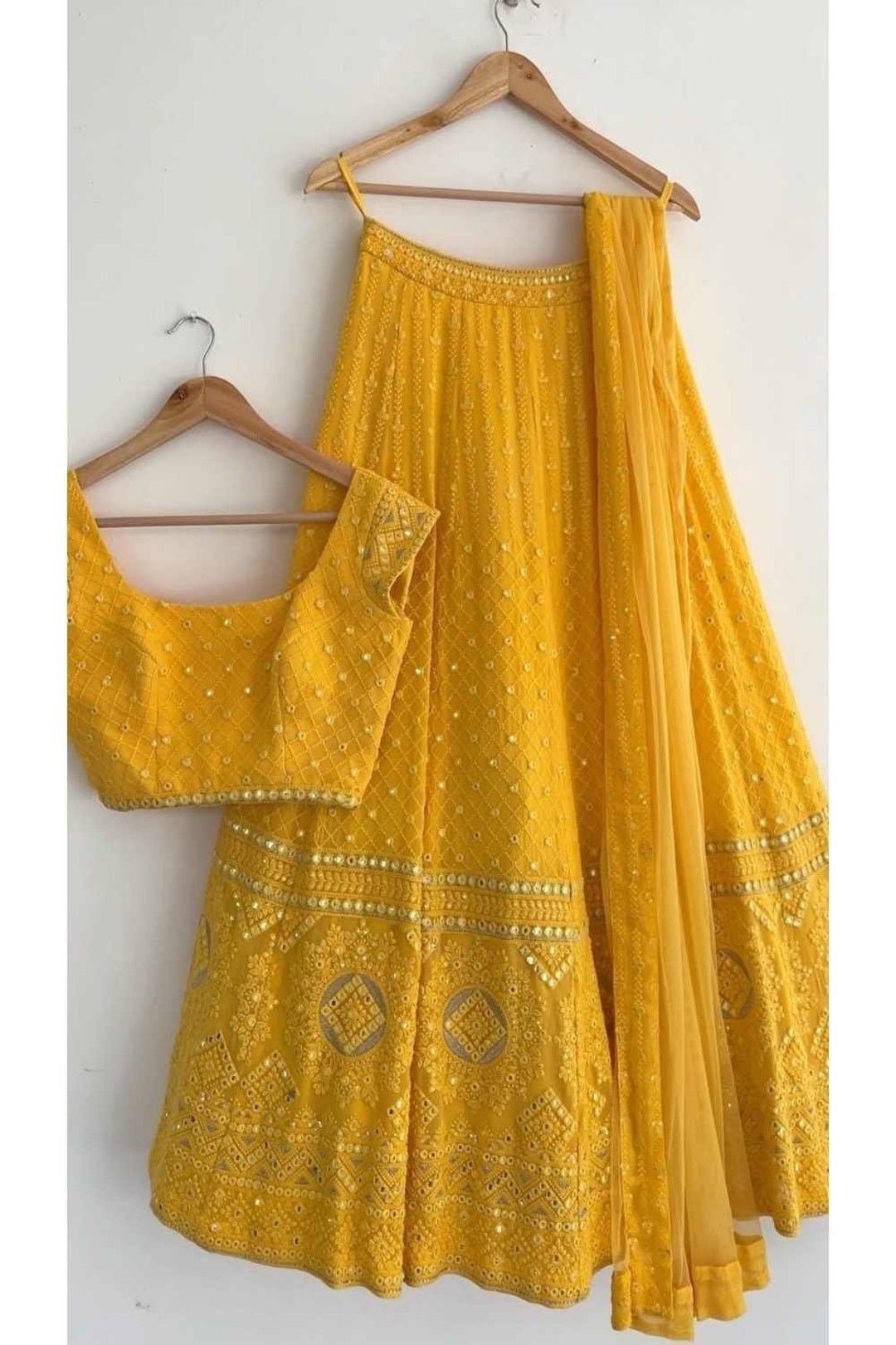 Yellow Color Lehenga Choli, Designer Lehenga, Indian Wedding Lengha Choli, Haldi Ceremony Ghagra ...