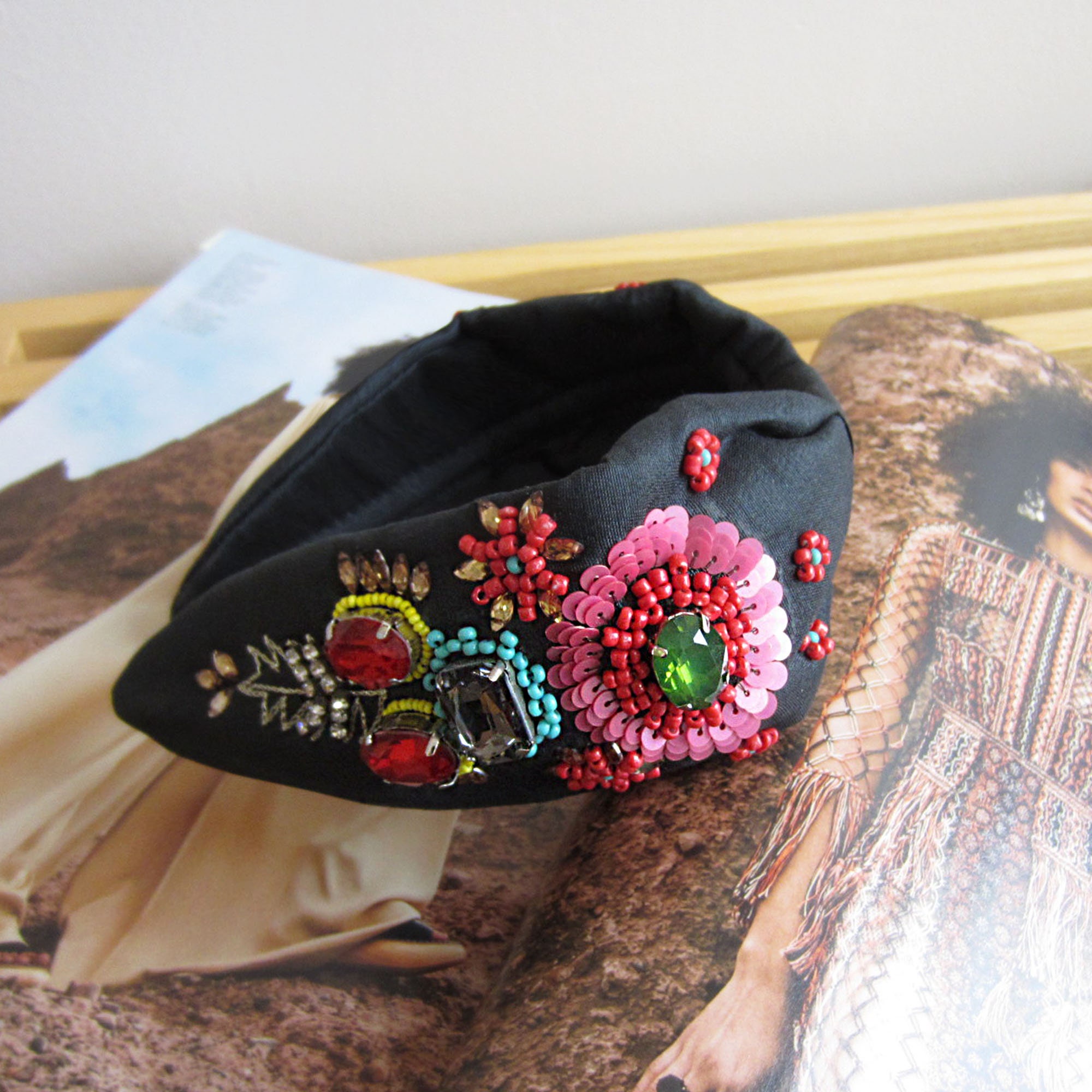 Beaded Flower With Crystal Headband, Women Fashion Unique Hair ...