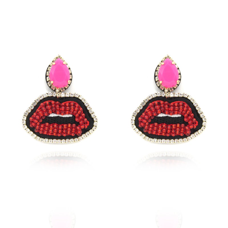 Red Lips Drop Earrings - Etsy