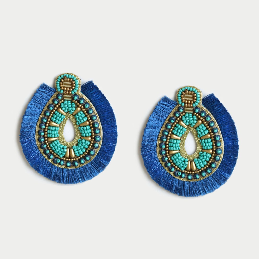 Farbe Quaste Perlen Statement Ohrringe, Damen Mode Quaste Boho Unikat ...