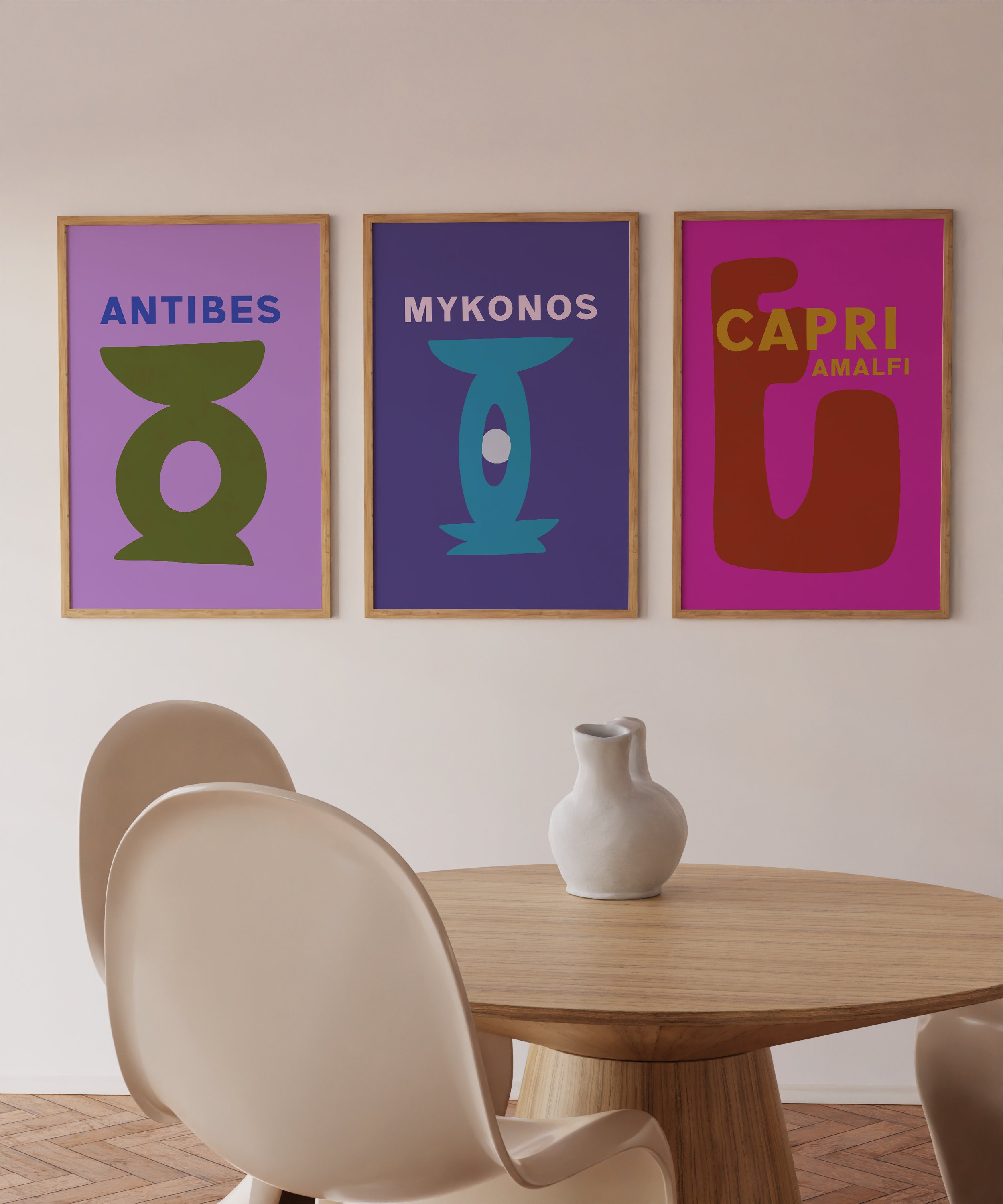 Mykonos Graphic Poster Physical Print Eclectic Boho Beach Boho Wall Art ...