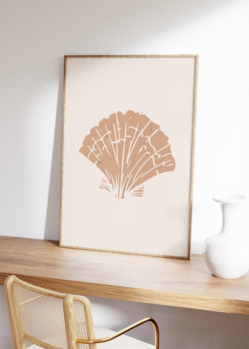 Scallop Seashell Poster | Physical Print | Aesthetic | Beach Boho ...