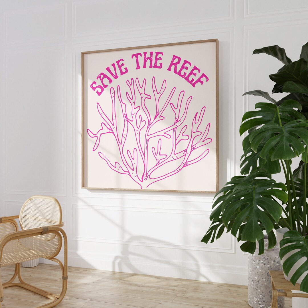 Save the Reef Poster Pink | Physical Square Print - Etsy