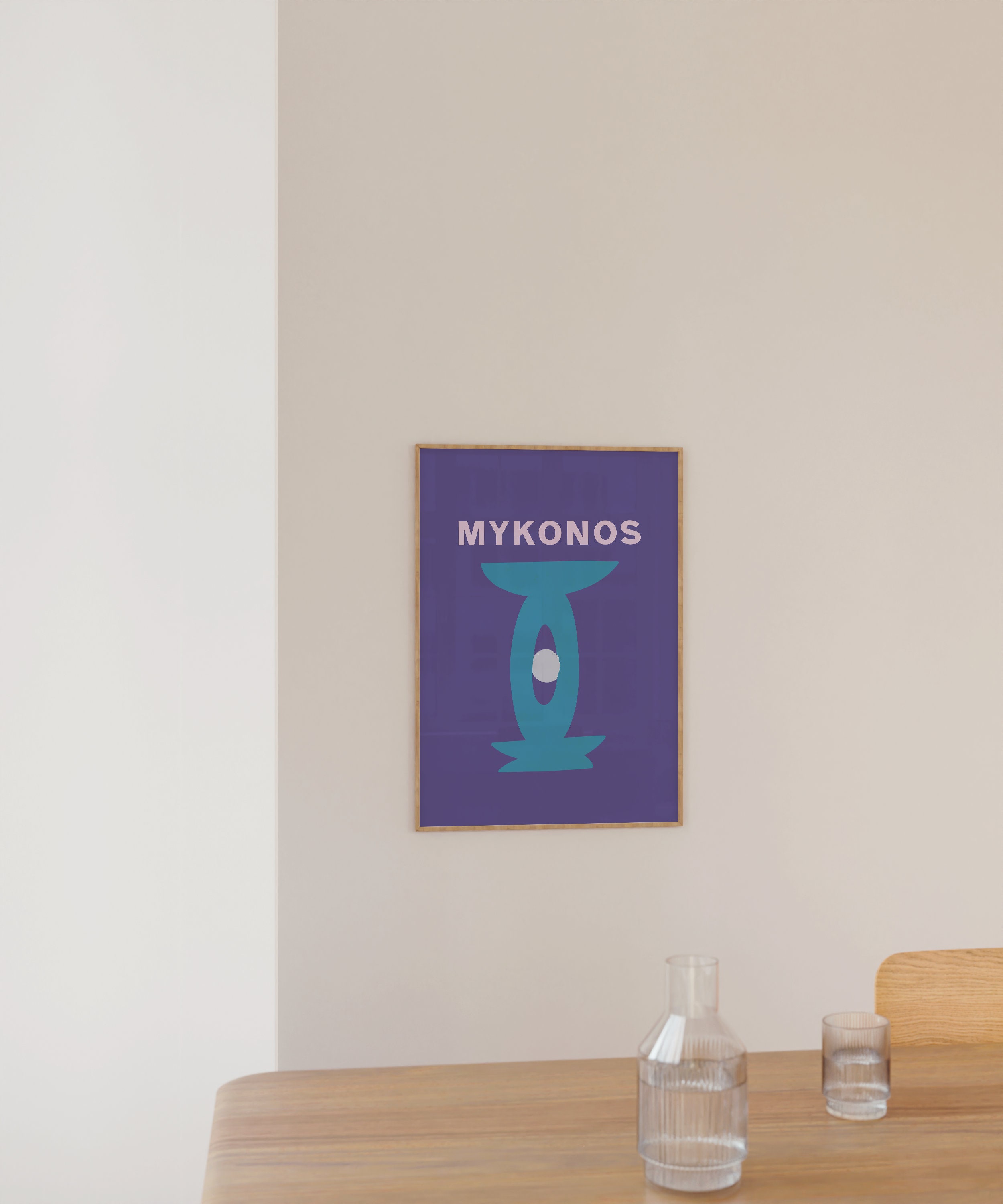 Mykonos Graphic Poster Physical Print Eclectic Boho Beach Boho Wall Art ...