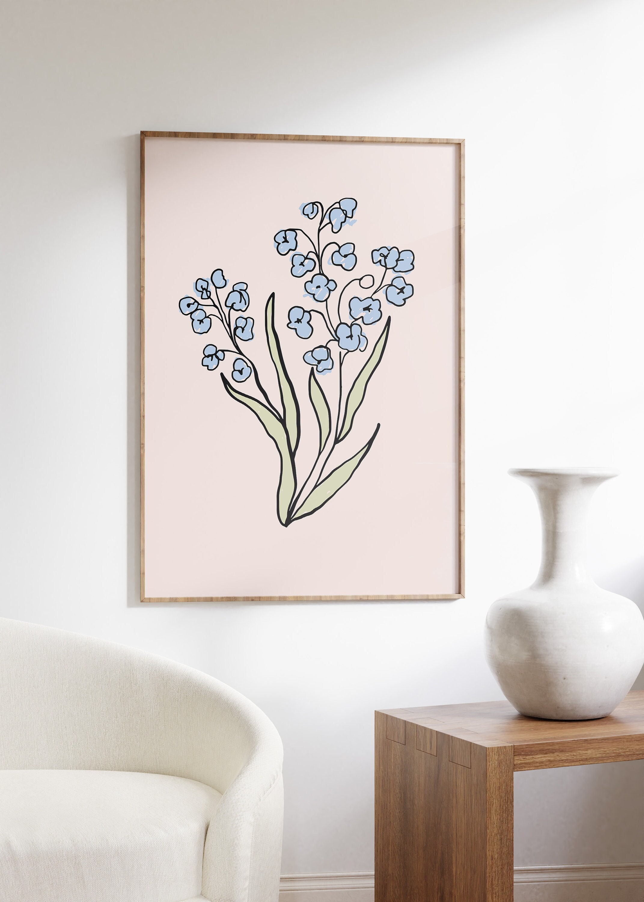 Flowering Plant Poster | Physical Print | Light Blue | - Etsy