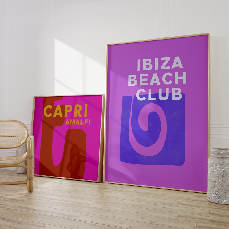 Ibiza Beach Club Poster | Physical Print | Eclectic Boho | Beach Boho ...