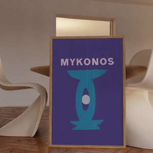 Mykonos Graphic Poster | Physical Print | Eclectic Boho | Beach Boho ...