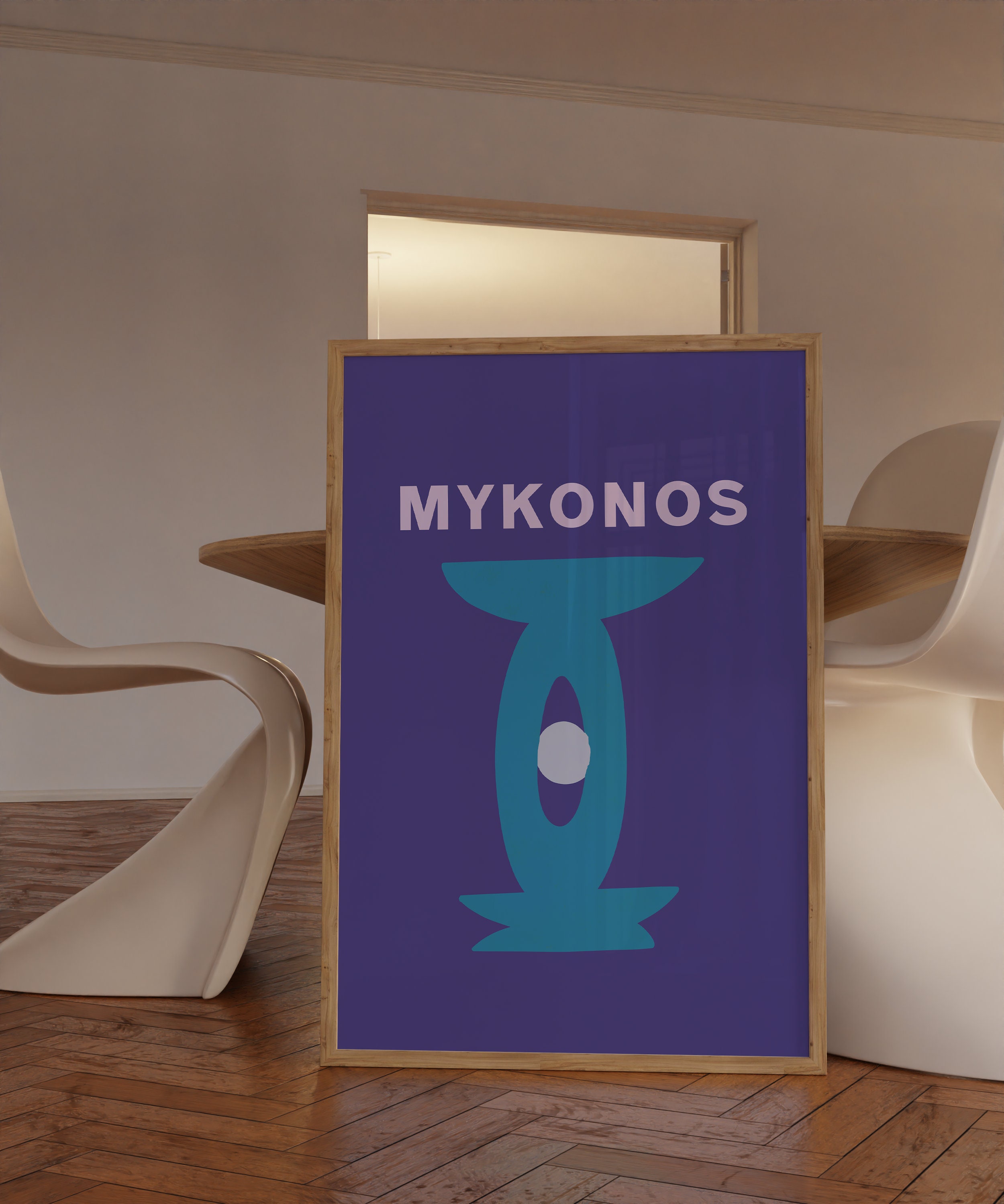 Mykonos Graphic Poster Physical Print Eclectic Boho Beach Boho Wall Art ...