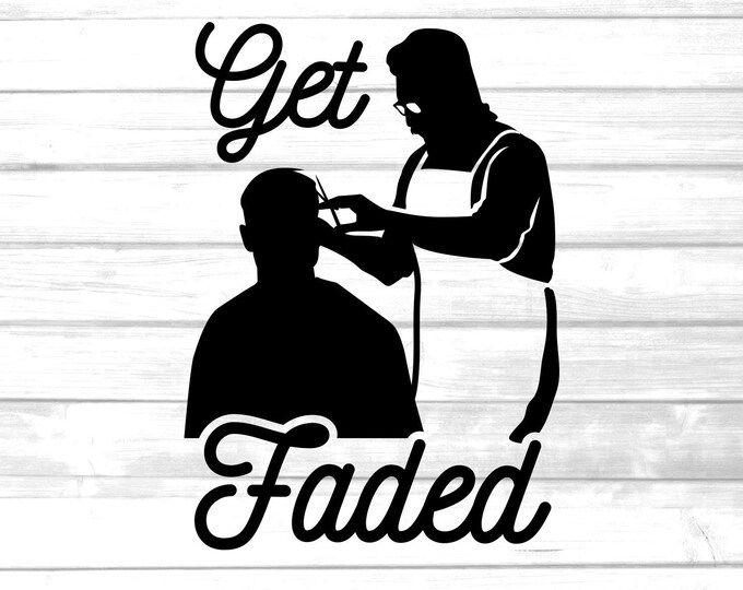 Man Glasses Faded Haircut Svg & PNG Files, Barber Design Clipart ...