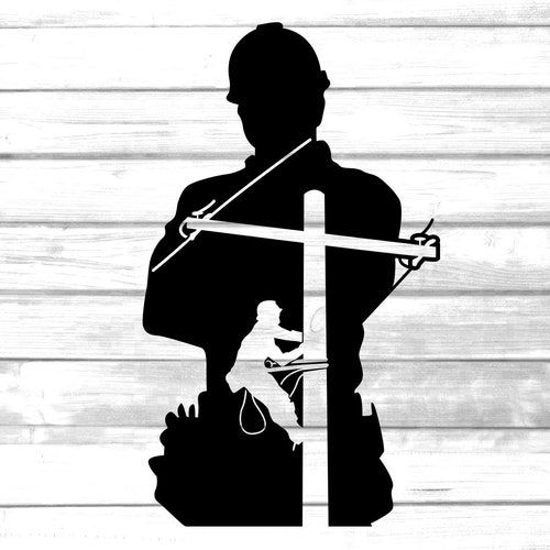 Lineworker With Tools Svg / Lineman Working Cables Clip Art - Etsy