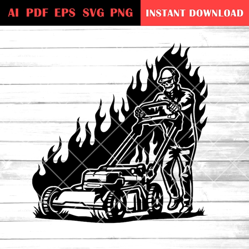 Lawn Mower Svg | Skull Landscaper | Flaming Skull | Fire Svg | Flame ...